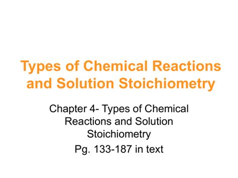 Types Of Chemical Reactions And Solution Stoichiometry