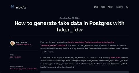 How To Generate Fake Data In Postgres With Faker Fdw Nicos Blog