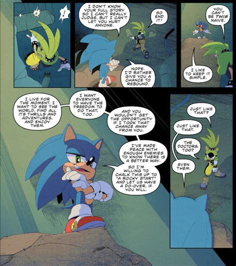 Id A Series Of Panels From Issue 50 Of The Idw Sonic Comics Featuring