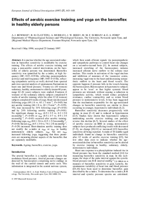Pdf Effects Of Aerobic Exercise Training And Yoga On The Baroreflex In Healthy Elderly Persons