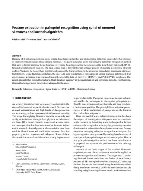 pdf feature extraction in palmprint recognition using spiral of