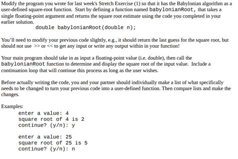 Solved Modify The Program You Wrote For Last Weeks Stretch