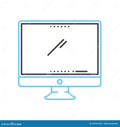 Computer Display Line Icon Outline Symbol Vector Illustration Concept Sign Stock Vector
