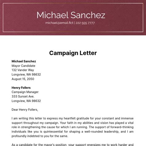 Free Campaign Letter Template Edit Online And Download