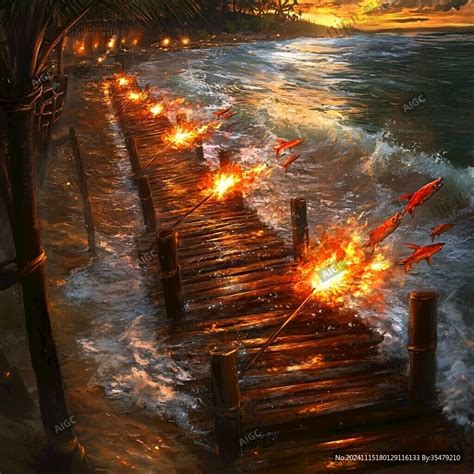 Ai创作图火焰与海水 填海栈道 海边木板码头图 跨海木栈道 游戏场景竹桥 海上木栈道 夜色大海栈桥 海面海上栈桥 长桥鱼跃 高清木栈桥 海上的栈道 海边木栈道 火烧海面 海水栈道 艺术木桥