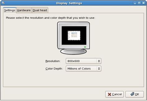 CentOS GNOME Screen Resolution Resolutions Color Depth