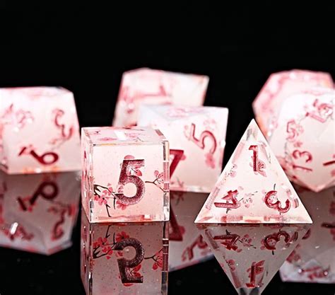 Pink Sakura Dice Set For Dnd Sharp Edge Dice For Dandd Dice For Etsy Dnd Dungeons And Dragons