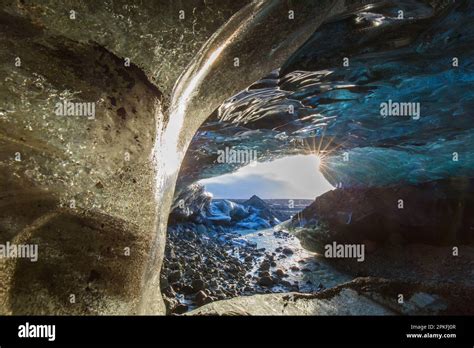 Entrance Of The Crystal Natural Ice Cave In The Breiðamerkurjökull