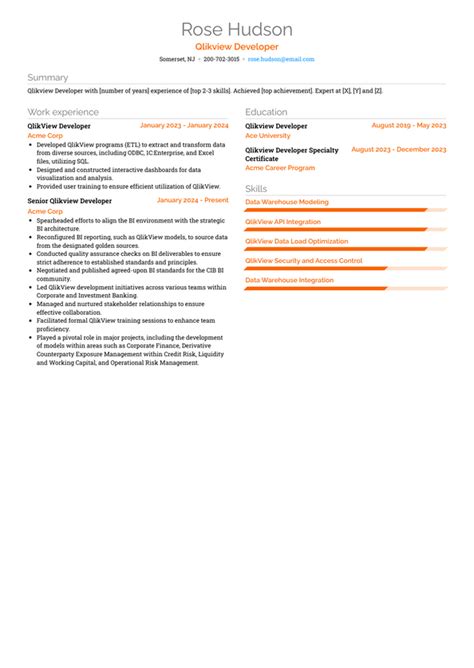 10 Qlikview Developer Resume Examples That Show Proficiency