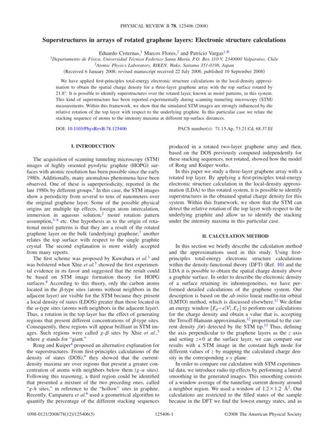 Pdf Superstructures In Arrays Of Rotated Graphene Layers Electronic