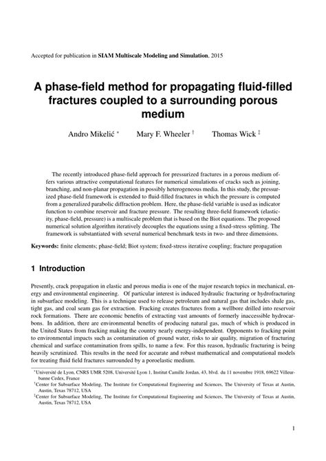Pdf A Phase Field Method For Propagating Fluid Filled Fractures