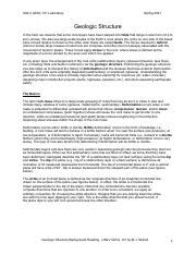 Understanding Geologic Structures GEOL Lab Study Course Hero