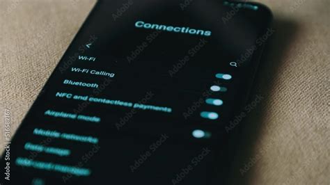 Turning On And Off Wi Fi On A Smartphone The Wifi Button Is Turned On The Mobile Phone In The