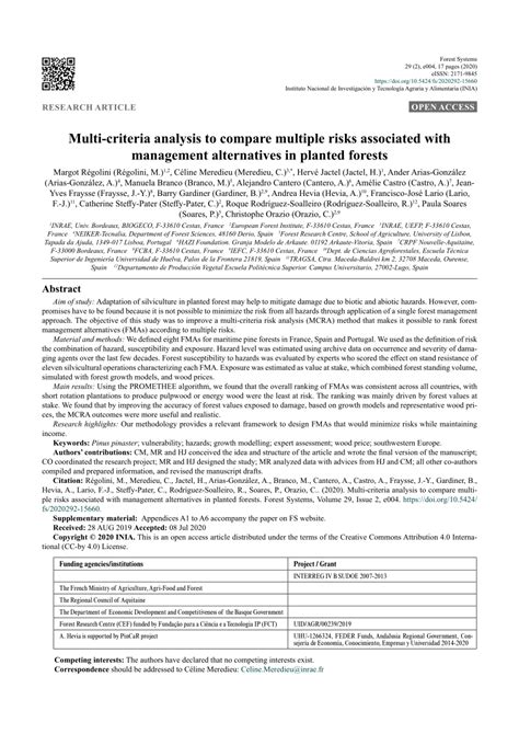 PDF Multi Criteria Analysis To Compare Multiple Risks Associated With Management Alternatives
