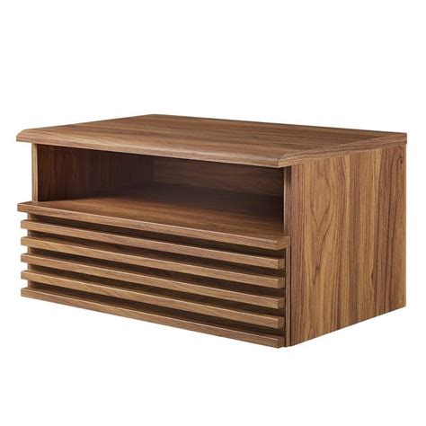 Vidalia Mid Century Modern Walnut Wooden Floating Single Drawer