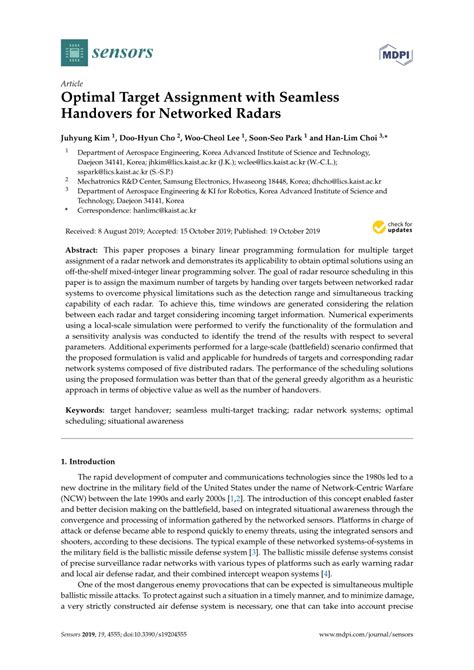 Pdf Optimal Target Assignment With Seamless Handovers For Networked