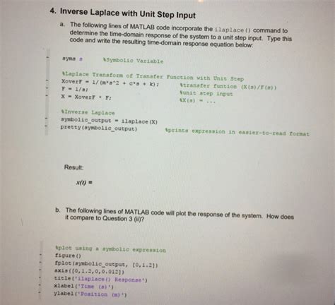 Solved 4 Inverse Laplace With Unit Step Input A The