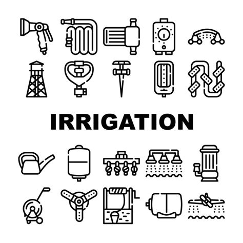 Irrigation System Collection Icons Set Isolated Illustration 7984768