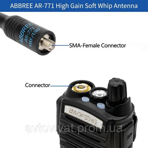 Антена ABBREE AR гнучка дводіапазонна Вт см VHF UHF роз єм конектор SMA F мм для
