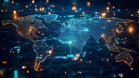 Visualizing Global Connectivity And Digital Networks On A Map Premium Ai Generated Image
