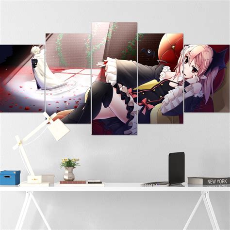 Anime Girl 045 5 Piece Canvas Wall Art Gaming Room Canvas