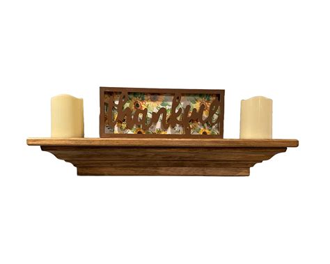 Crown Molding Wood Floating Shelf Handmade Of Solid Pine Stained Wall Hanging Shelf Decorative