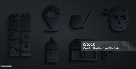 골동품 보물 상자 해골 다이너마이트 폭탄 빈티지 권총 흡연 파이프 및 위치 해적 아이콘을 설정하십시오 벡터 3차원 형태에 대한 스톡 벡터 아트 및 기타 이미지 Istock