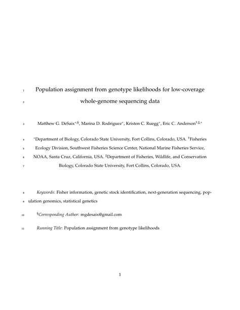 Pdf Population Assignment From Genotype Likelihoods For Low Coverage