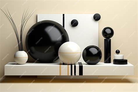 Premium Ai Image Abstract 3d Geometric Composition Black And White