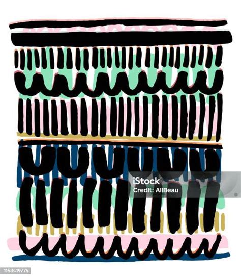 다양 한 기하학적 모양 선 파도 펑키 색상 및 중복 인쇄 효과의 U 모양과 함께 브뤼셀 인터내셔널 스타일에서 영감을 얻은 미니멀리스트 스칸디나비아 스타일의 추상적인 여름