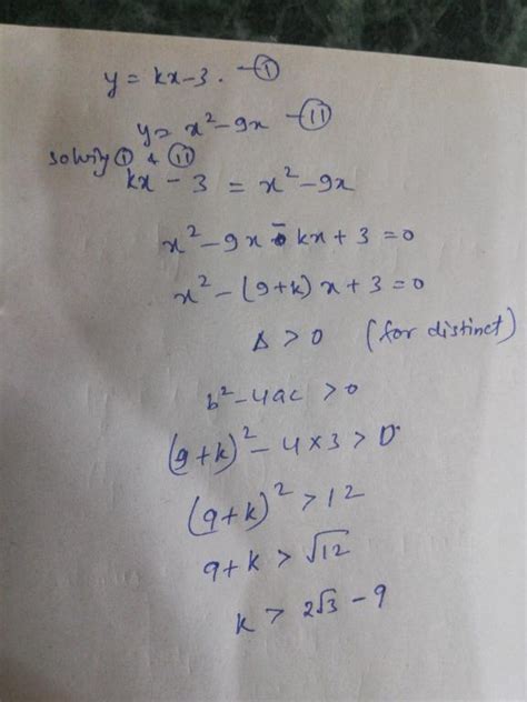 Find The Of Values Of K Which The Line Y K X Intersects The Curve Y X