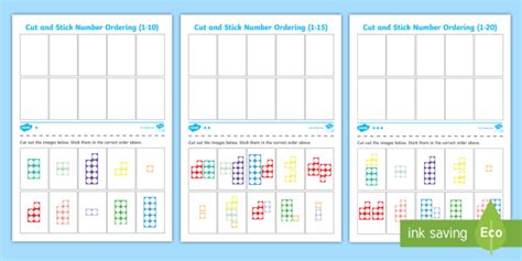 Number Shape Cut And Stick Number Ordering Worksheet Worksheet