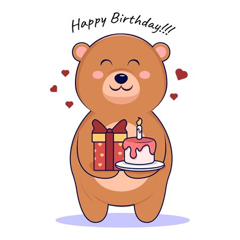 Cute Bear With T And Cake 17182698 Png