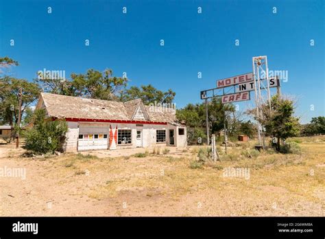 Derelict Gas Station And Motel In The Ghost Town Of Glenrio Texas On