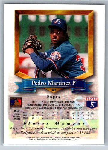 Pedro Martinez 1994 Finest Montreal Expos 362 Ebay