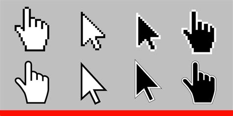 Premium Vector White Arrow And Pointer Hand Cursor Icon Set Pixel And