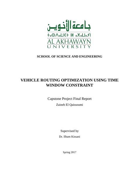 pdf vehicle routing optimization using time window constraint routing