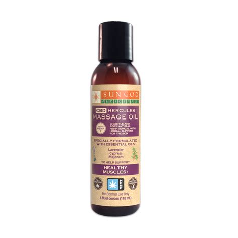 Hercules Cbd Massage Oil 4oz Hemp Massage Oil Sun God Medicinals