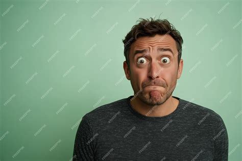 Man Making A Funny Expression With Confused Face Premium Ai Generated