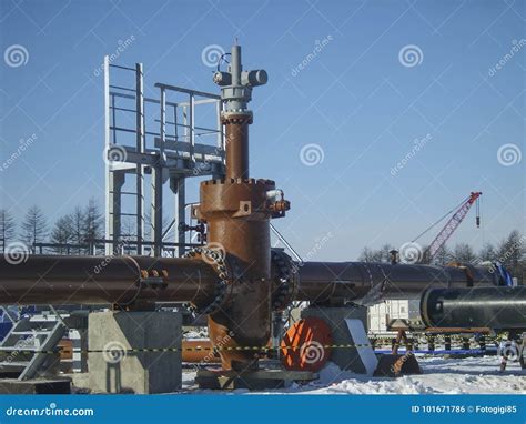 Latch On The Pipeline With The Electric Drive Stock Photo Image Of Latch Metal
