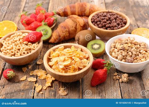 Assorted Cereal Breakfast Stock Image Image Of Muesli 101606145