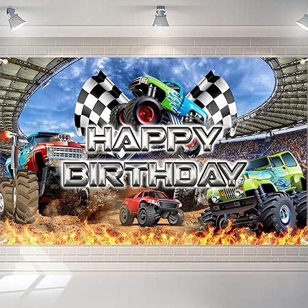 Newsely Truck Themed Birthday Party Backdrop 7wx5h Monster