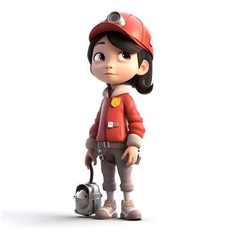 Premium Ai Image Female Firefighter With A Helmet And A Flashlight On A White Background