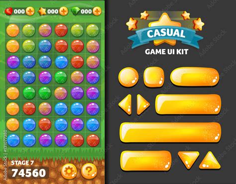 Background And Buttons For Mobile Game Development Ui Design Kit Stock Vector Adobe Stock