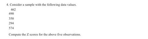 Solved Consider A Sample With The Following Data Values Chegg