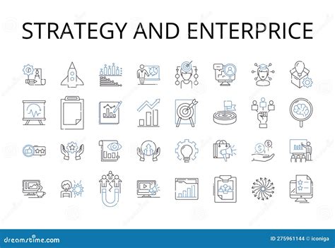 Strategy And Enterprice Line Icons Collection Tactic Plan Approach