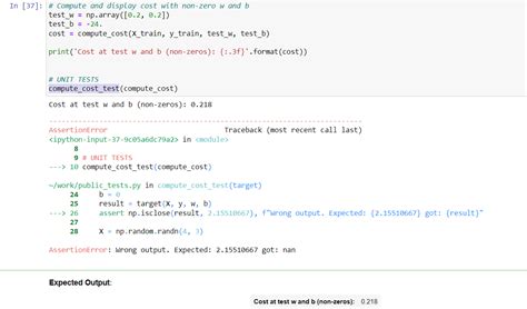 Help With C1w3 Exercise 2 Assertion Error Supervised Ml Regression