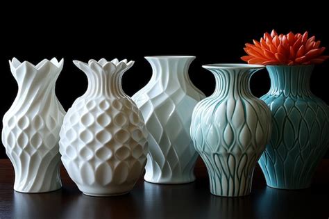 Different White Modern Vases Assortment Premium Ai Generated Image
