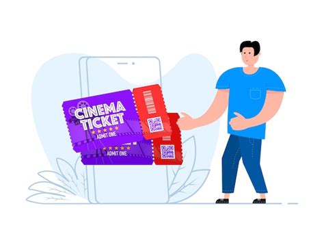 Premium Vector A Man Stands Near The Smartphone On The Screen Cinema