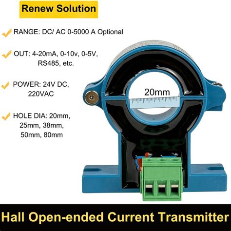 Dc Sensor De Corrente Transmissor Hall Open Loop Split Core Transdutor 10a 20a 100a 200a